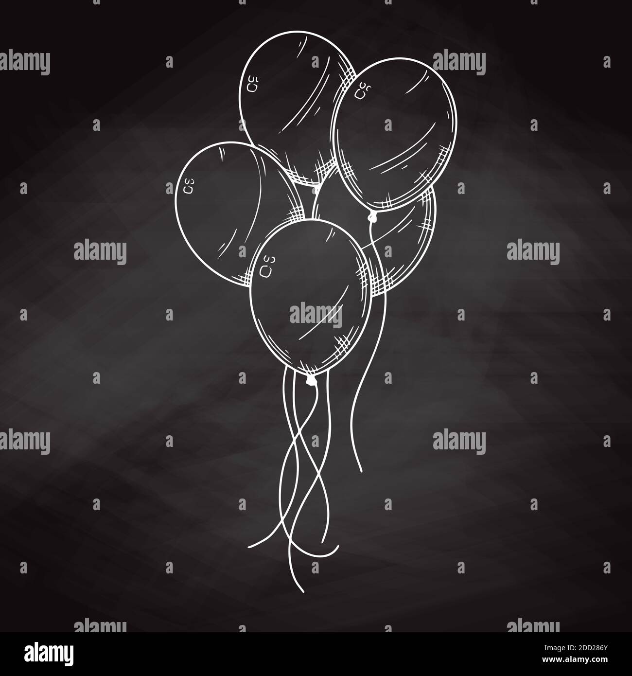 Different balloons. Inflatable balls on a string. Vector illustration ...