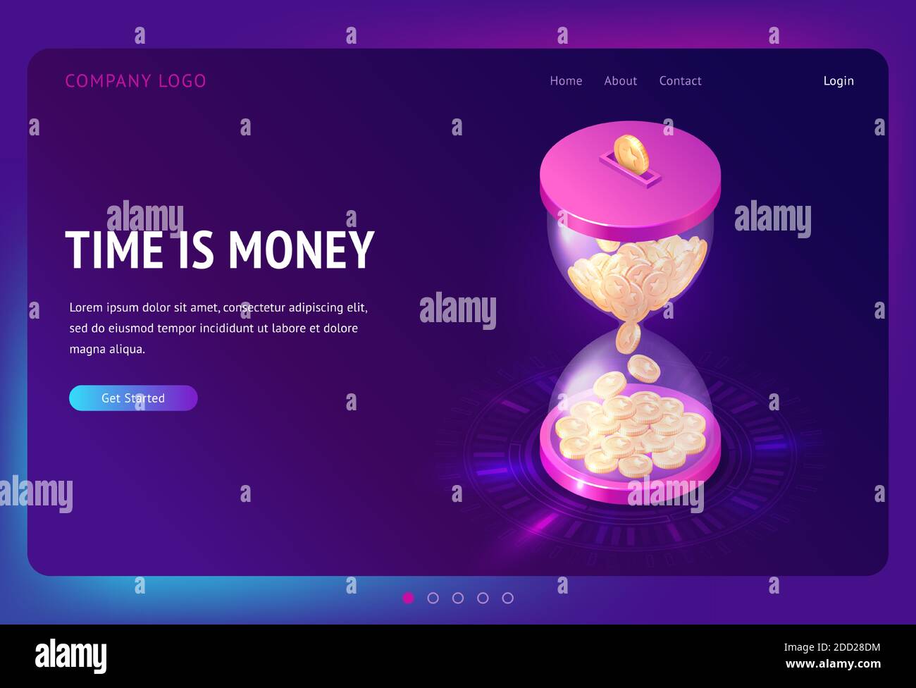 Time is money banner. Business concept of time management, economy and ...