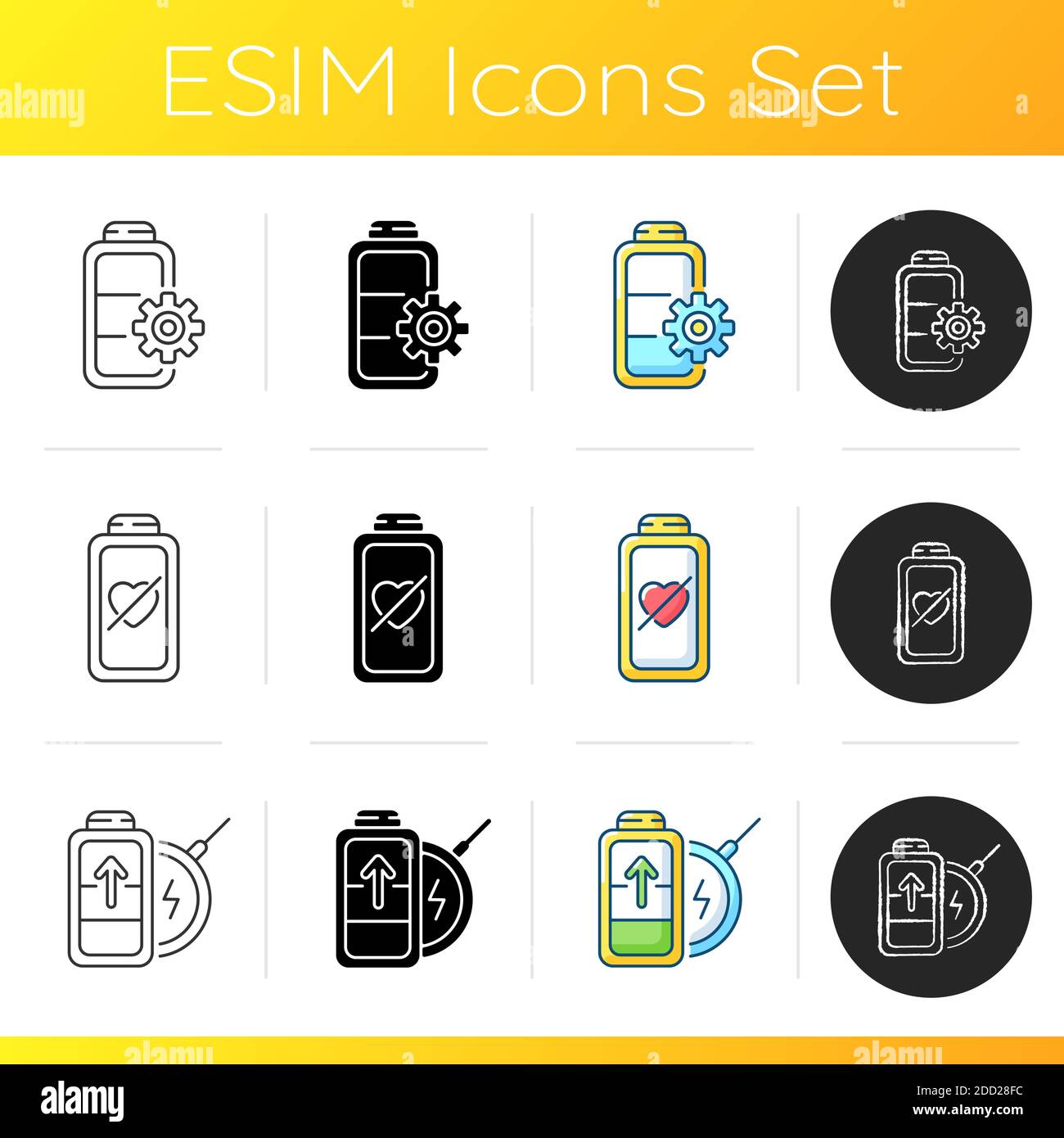 Proper battery usage icons set Stock Vector Image & Art - Alamy