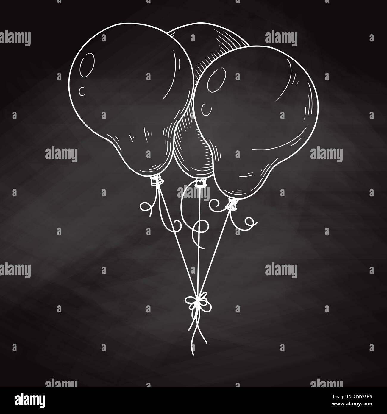 Different balloons. Inflatable balls on a string. Vector illustration ...