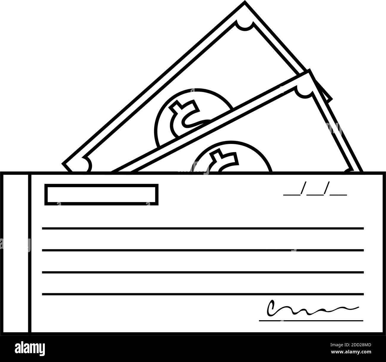 Isolated check money draw in white background financial icon- Vector ...