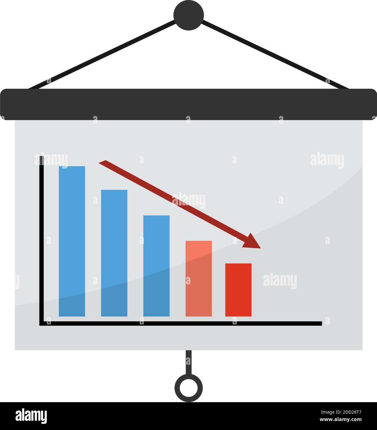 Isolated decreased report in white background financial icon- Vector ...