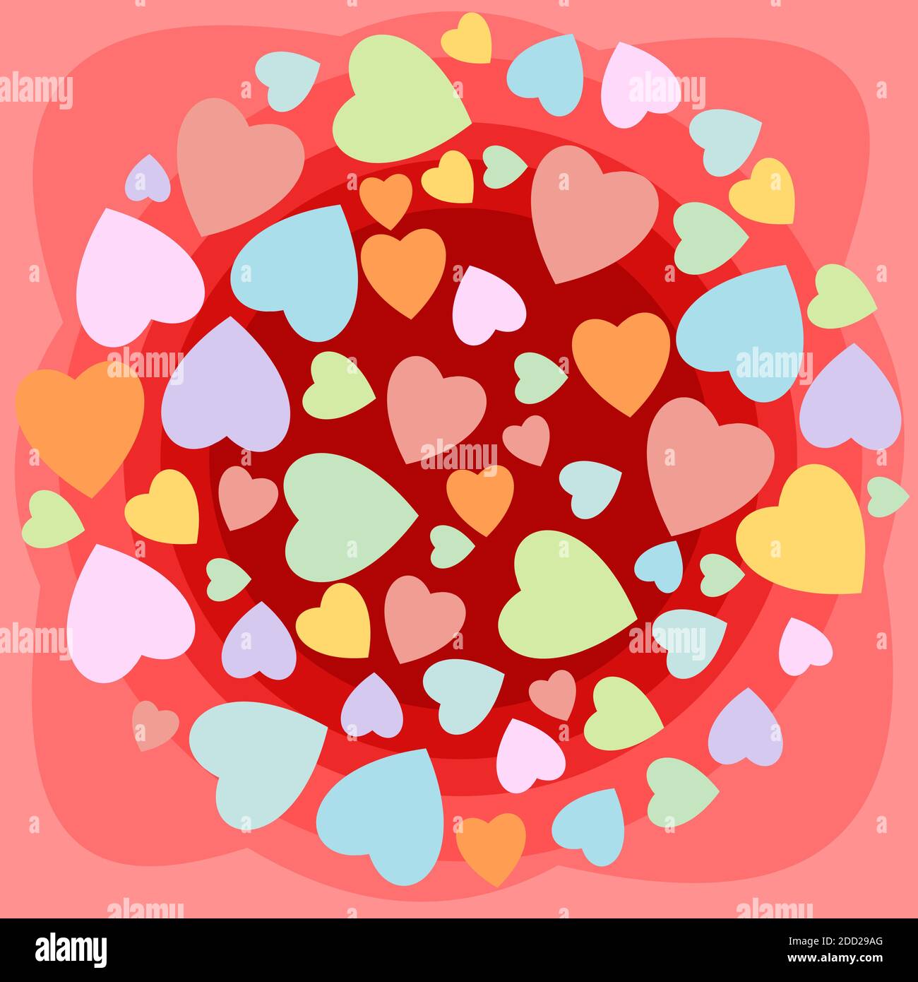 Abstract background with hearts. Cartoon flat style. Isolated over ...