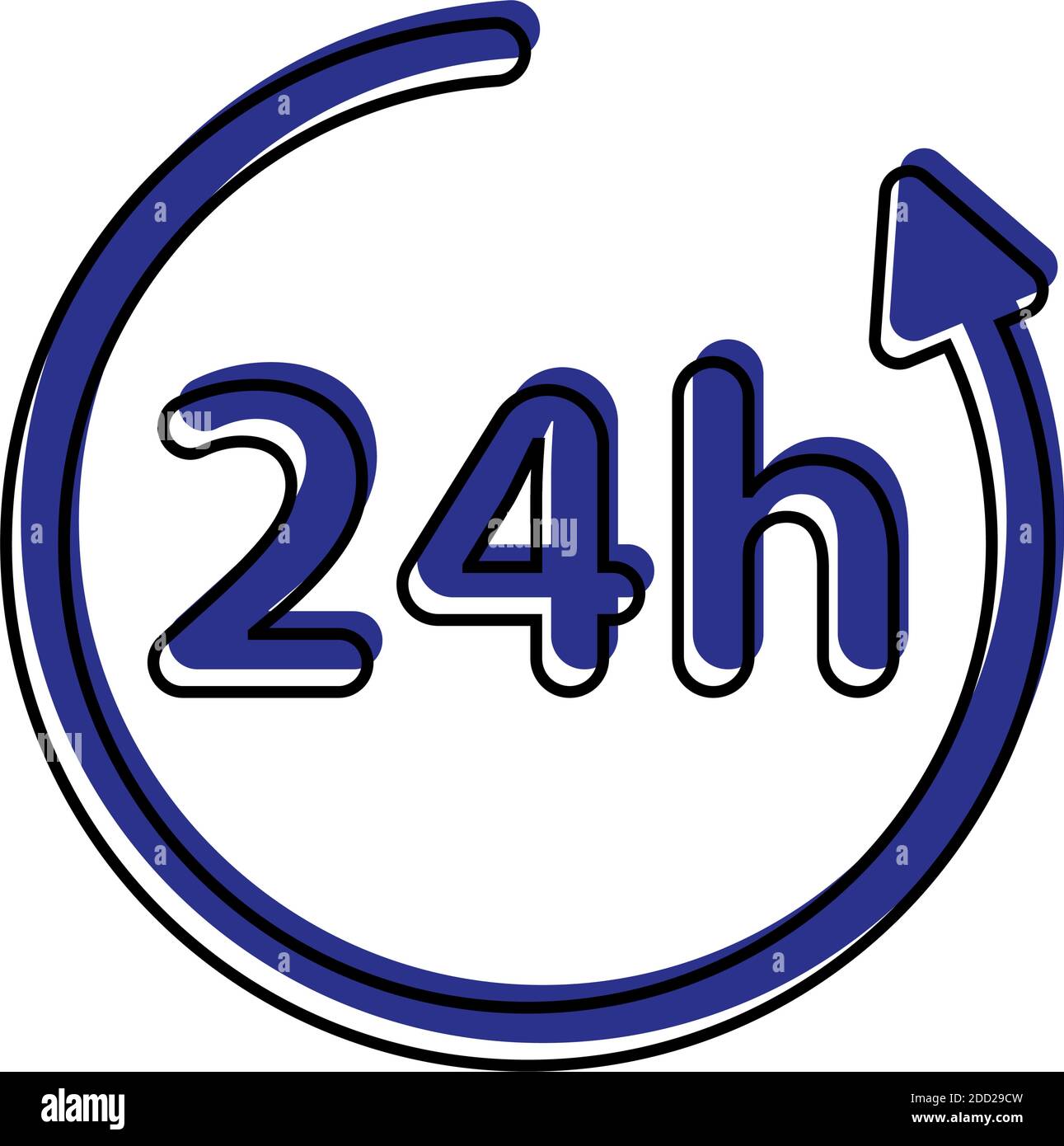 Isolated 24 hours shop online digital marketing colorful icon in white ...