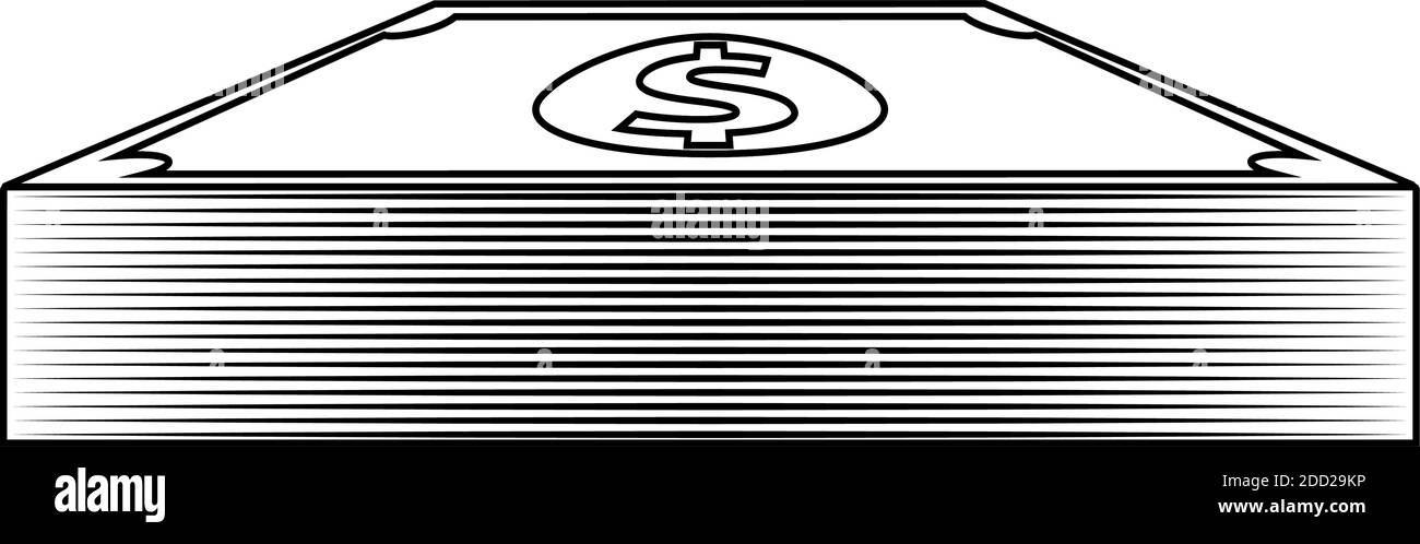 Isolated dollar tickets draw in white background financial icon- Vector ...