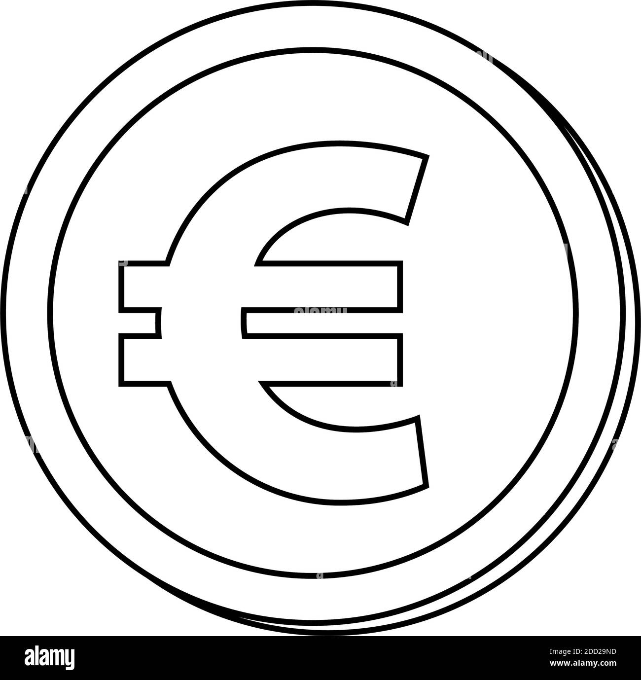 Isolated euro coin draw in white background financial icon- Vector ...