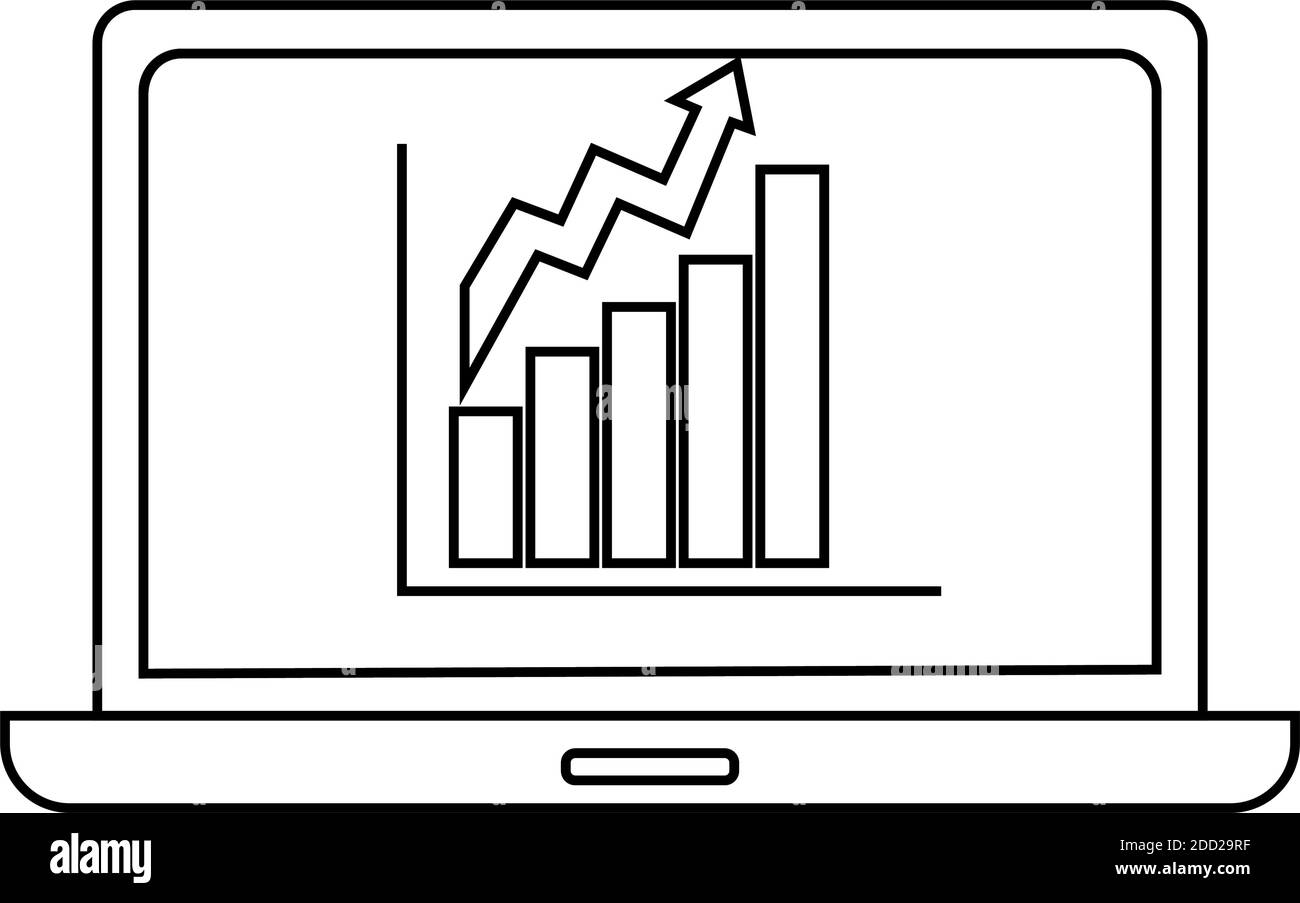 Isolated increased report draw in white background financial icon ...