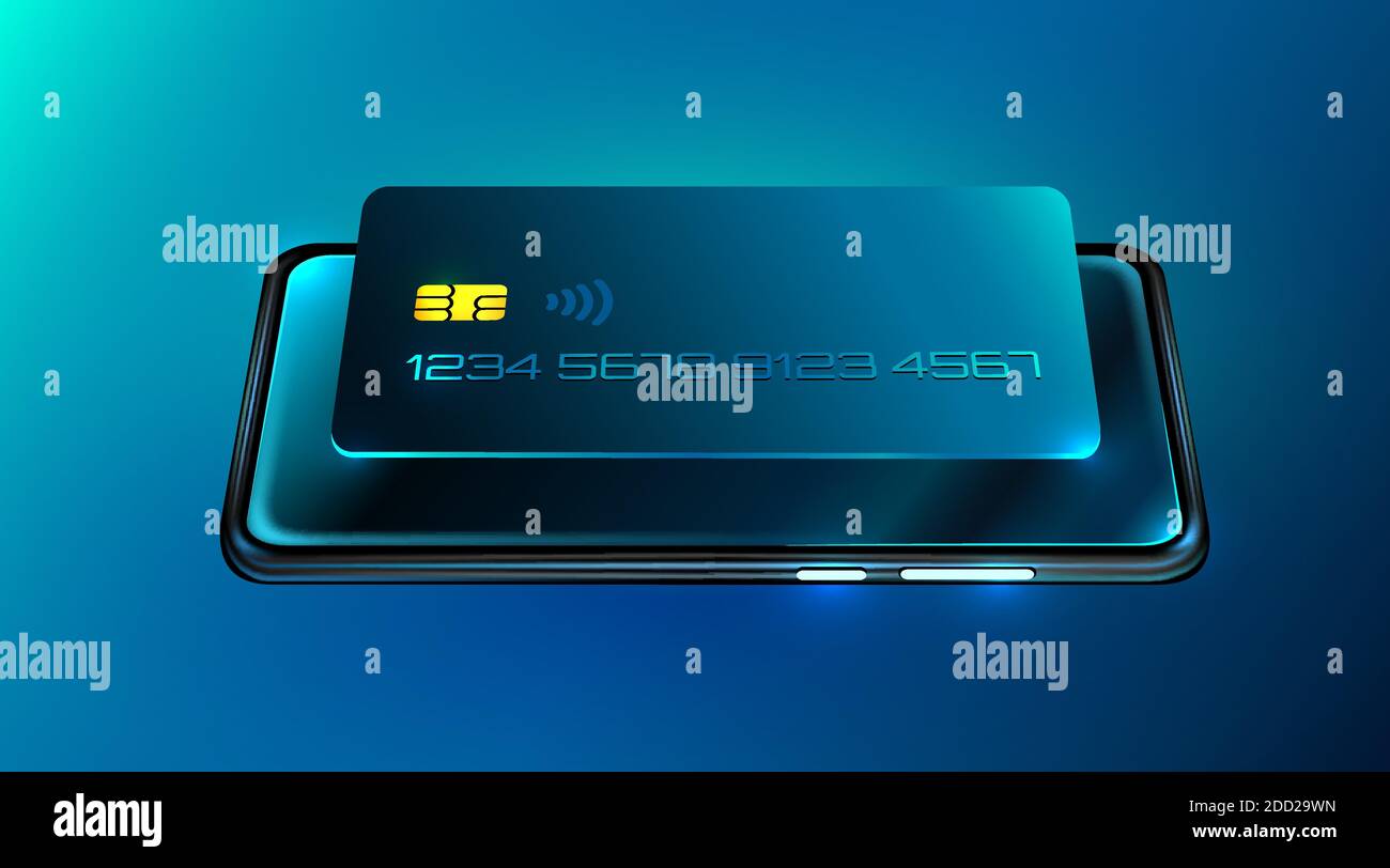 Mobile phone and credit card. Internet banking. Online payment security ...