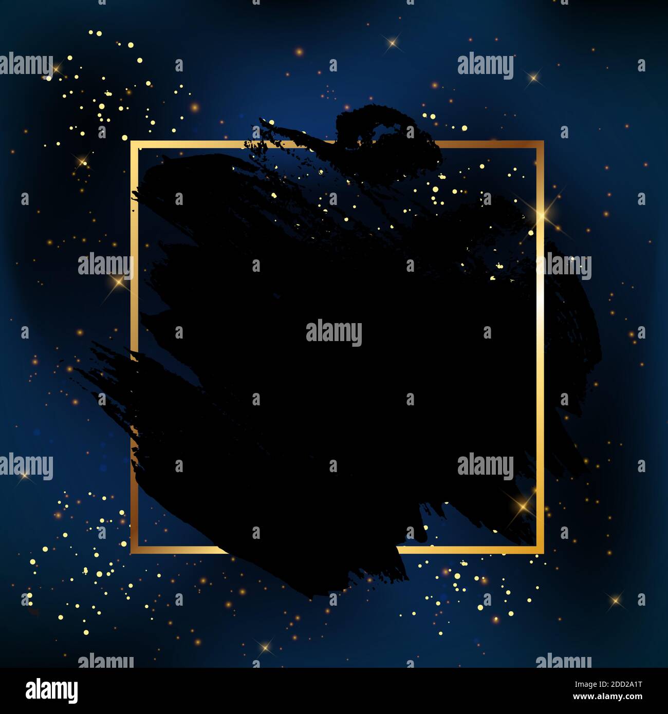 Dark Glossy Night Sky with Stars Background with empty frame for text ...