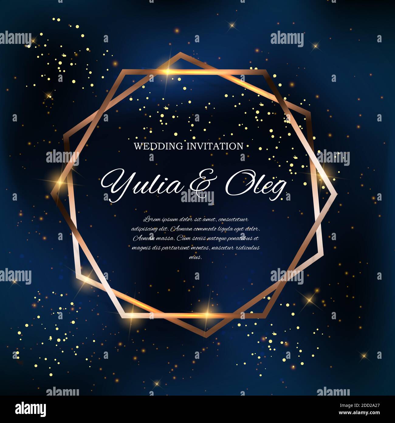 Wedding Invitation with Night Sky and Stars Background. Vector ...