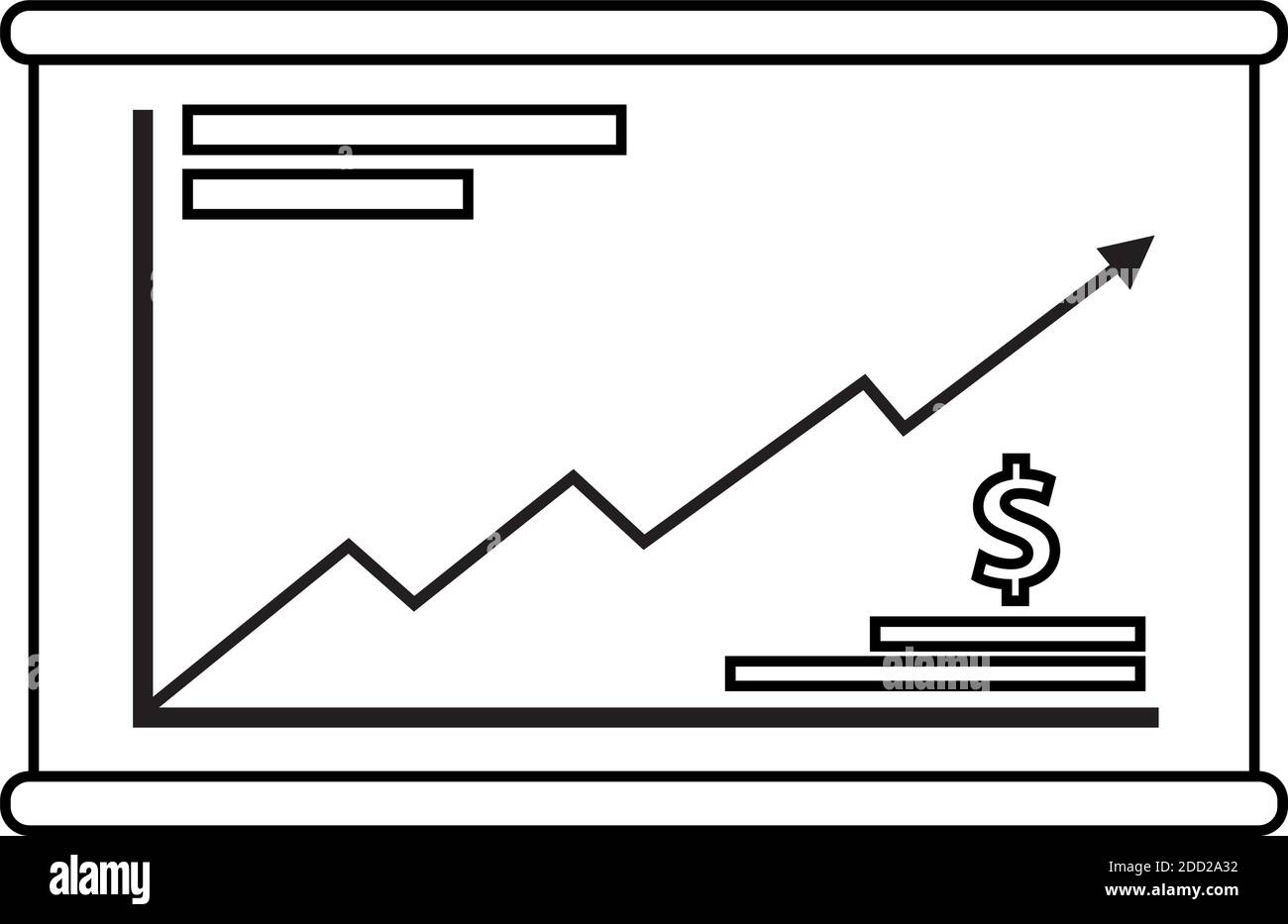 Isolated increased report draw in white background financial icon ...