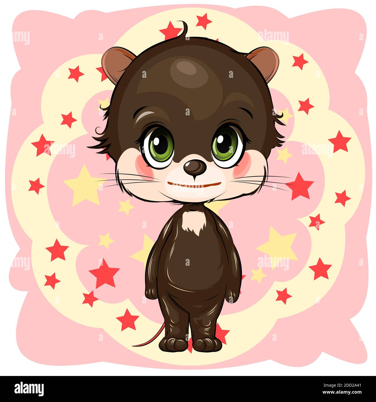 Little mouse. Cute funny animal on an abstract background with stars ...
