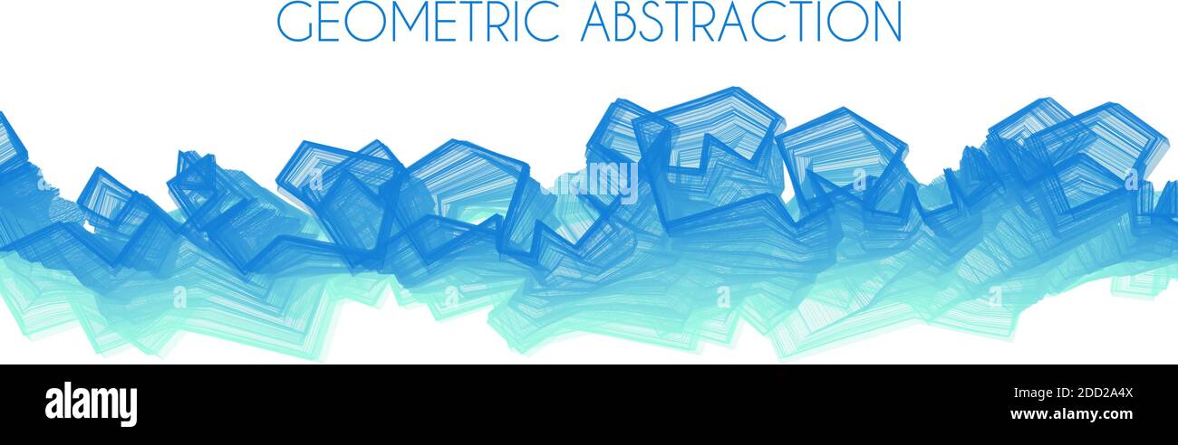 Complex geometric linear blue blend abstraction on white backgrouns ...