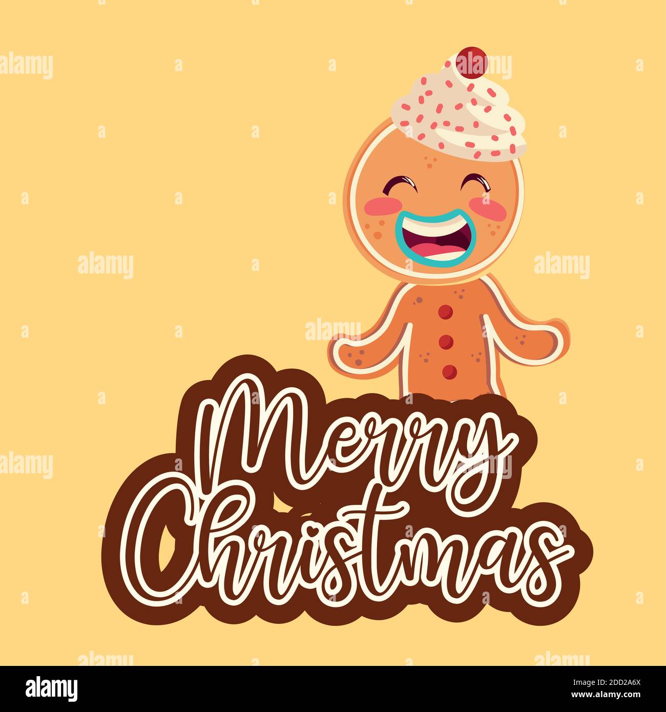merry christmas gingerbread man with cream in head cartoon vector ...