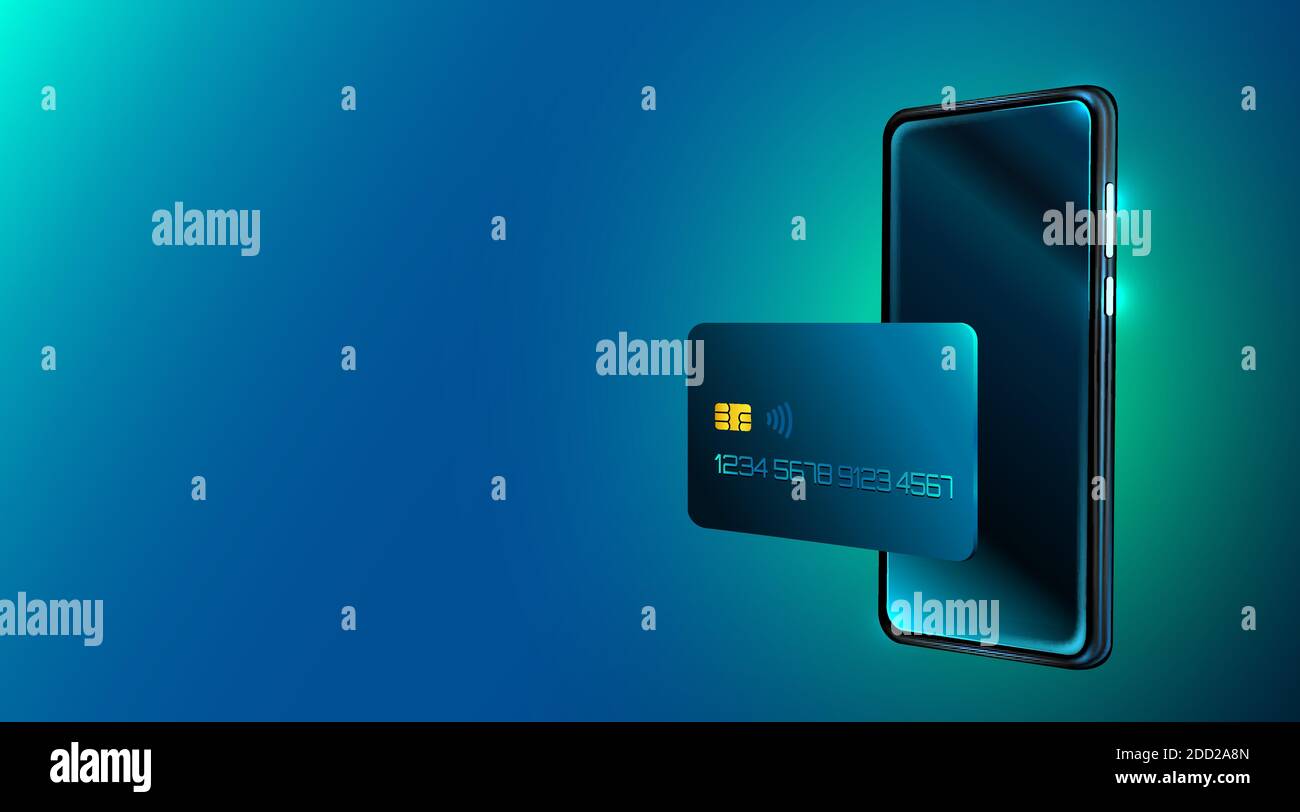 Mobile phone and credit card. Internet banking. Online payment security ...