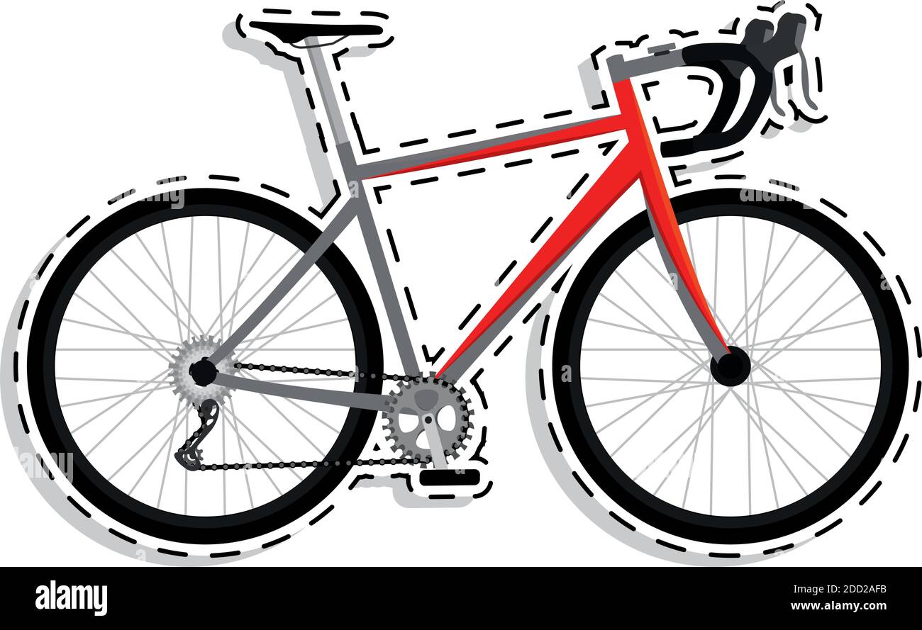 Route bike in white background icon sticker- Vector Stock Vector Image ...