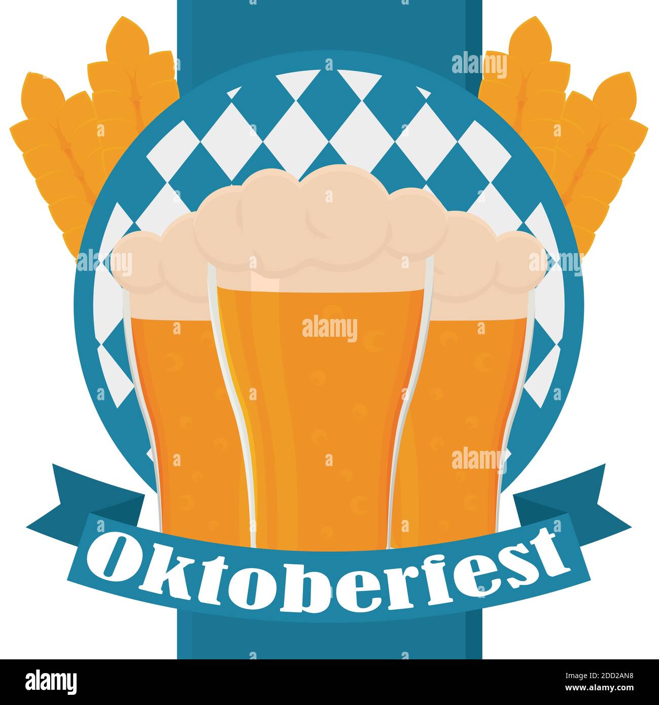 beers oktoberfest celebration full color poster icon- Vector Stock ...