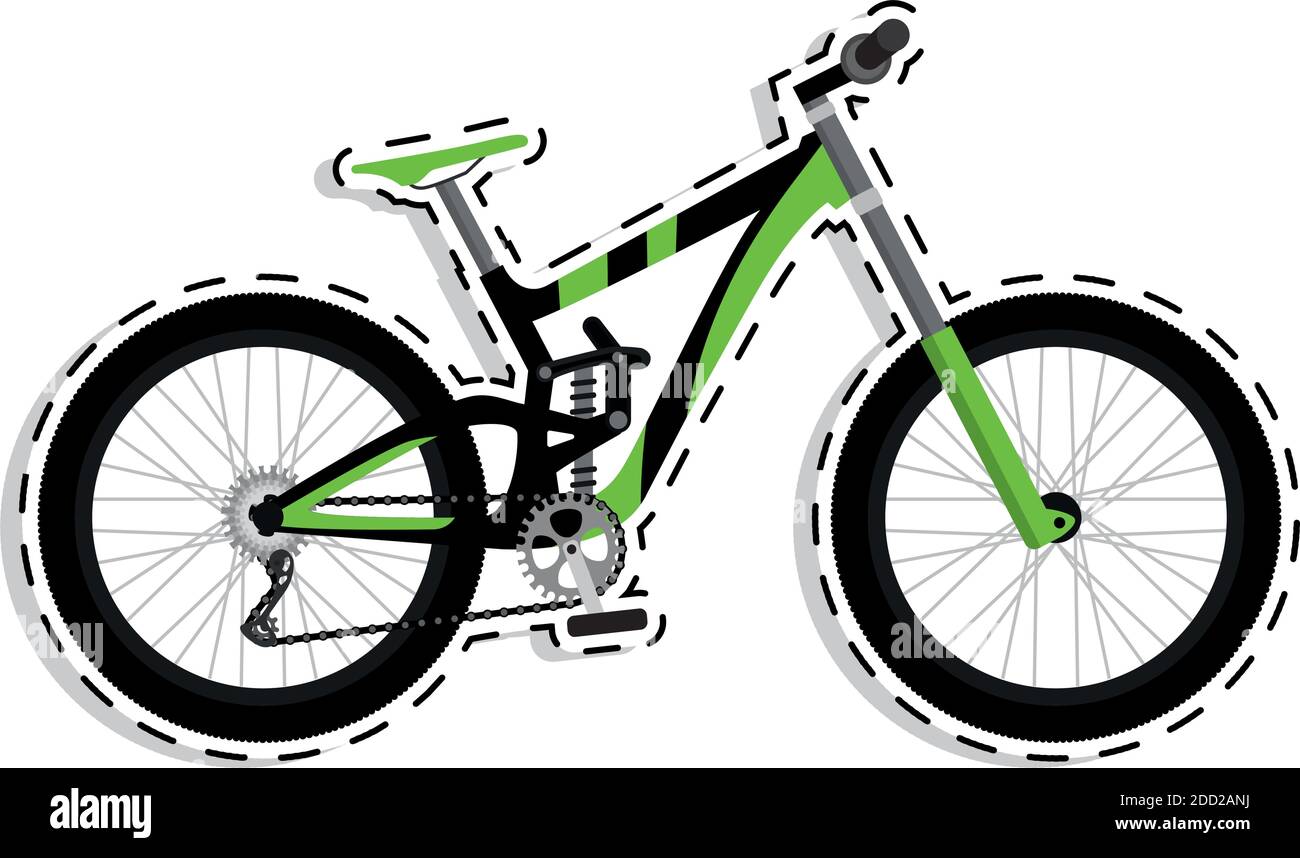Green city bike in white background icon Sticker- Vector Stock Vector ...