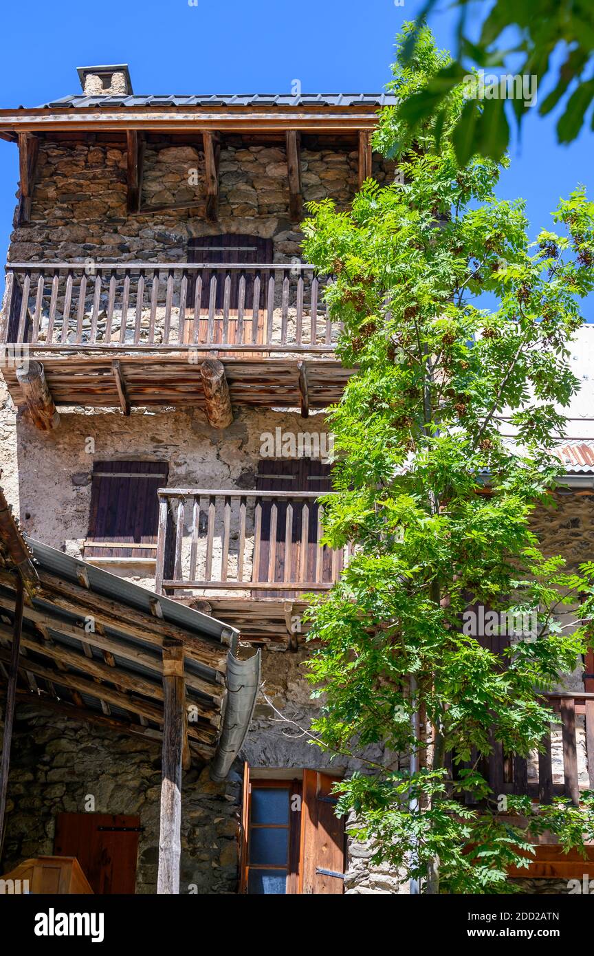 Small medieval village Venosc in French Alps in summer, Ecrins mountain ...