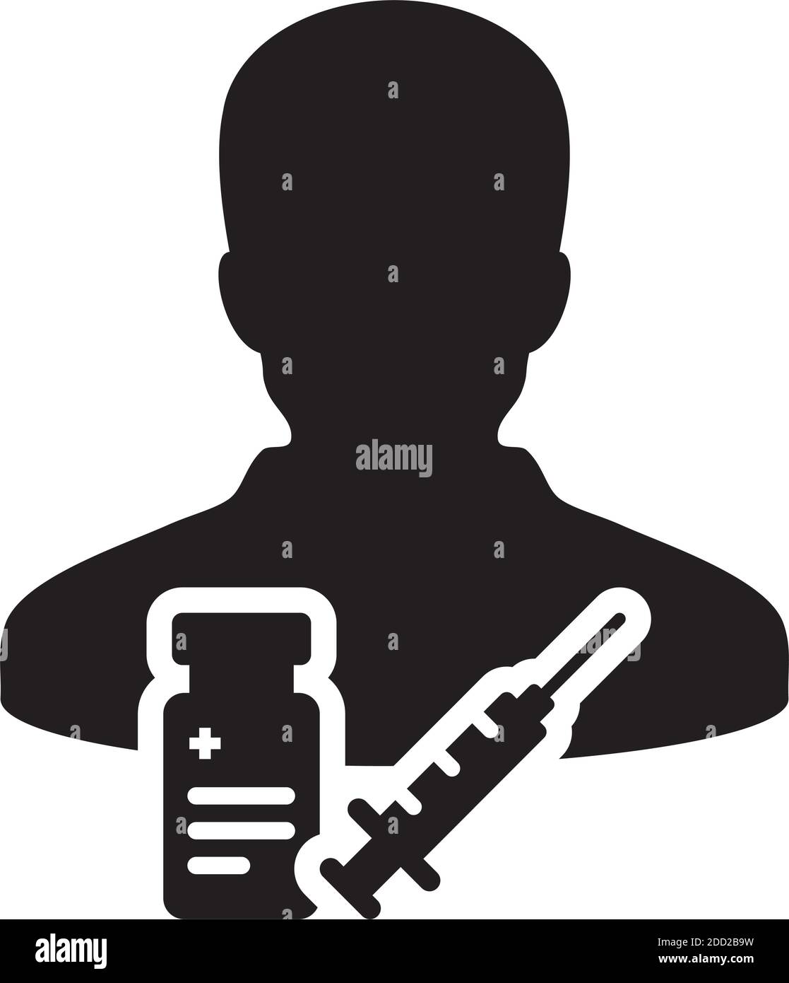 Health icon vector with vaccine syringe male user person profile avatar ...