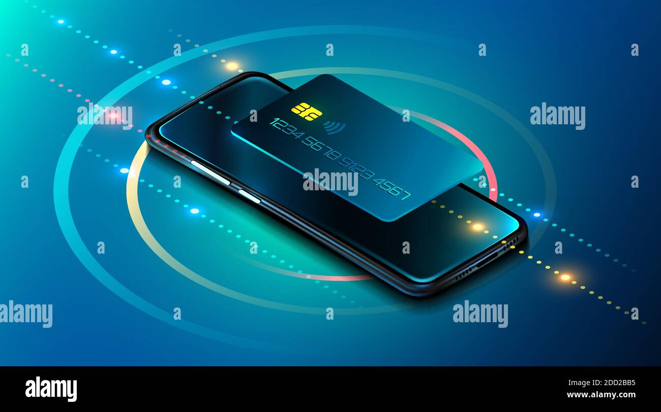 Mobile phone and credit card. Internet banking. Online payment security ...