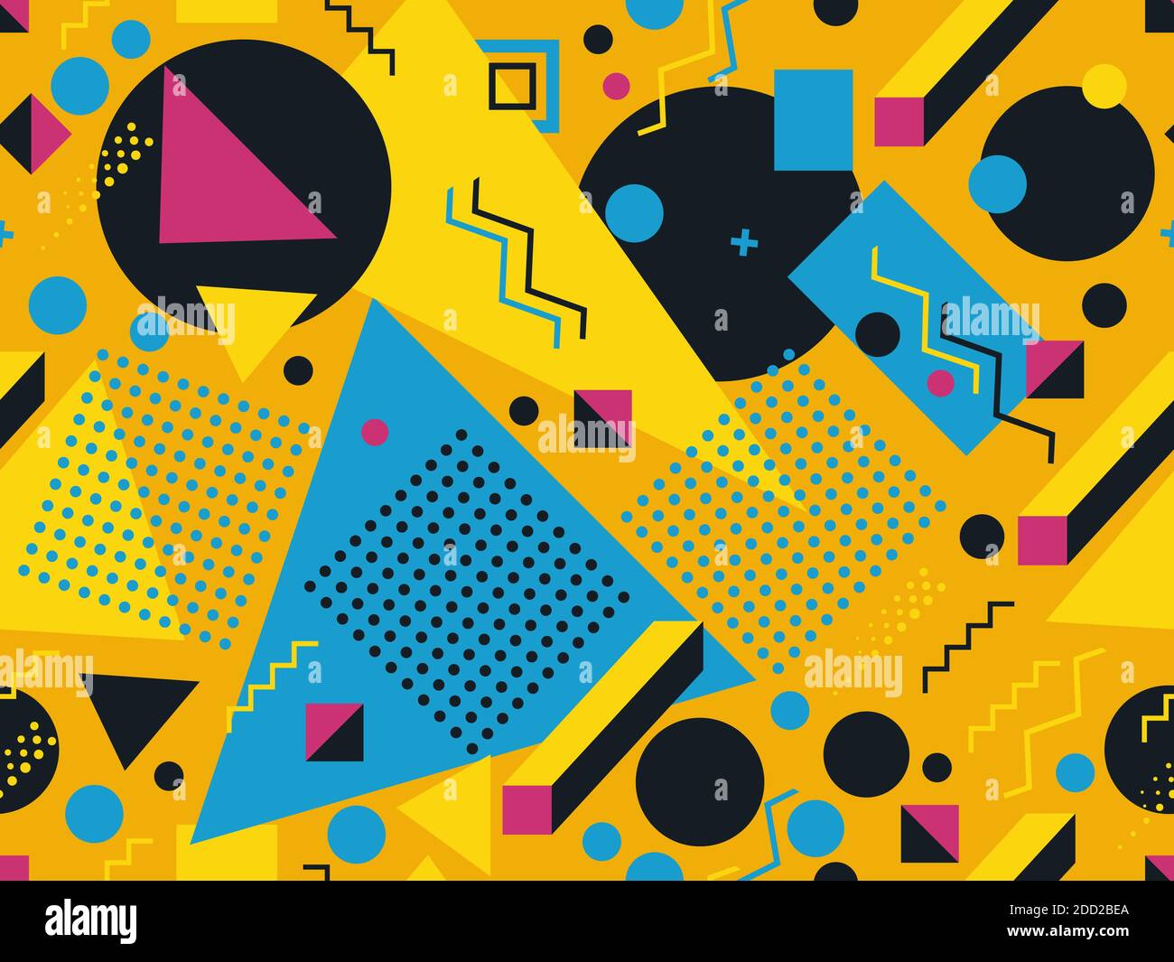 Seamless pattern with geometric shapes in the style of the 80s ...