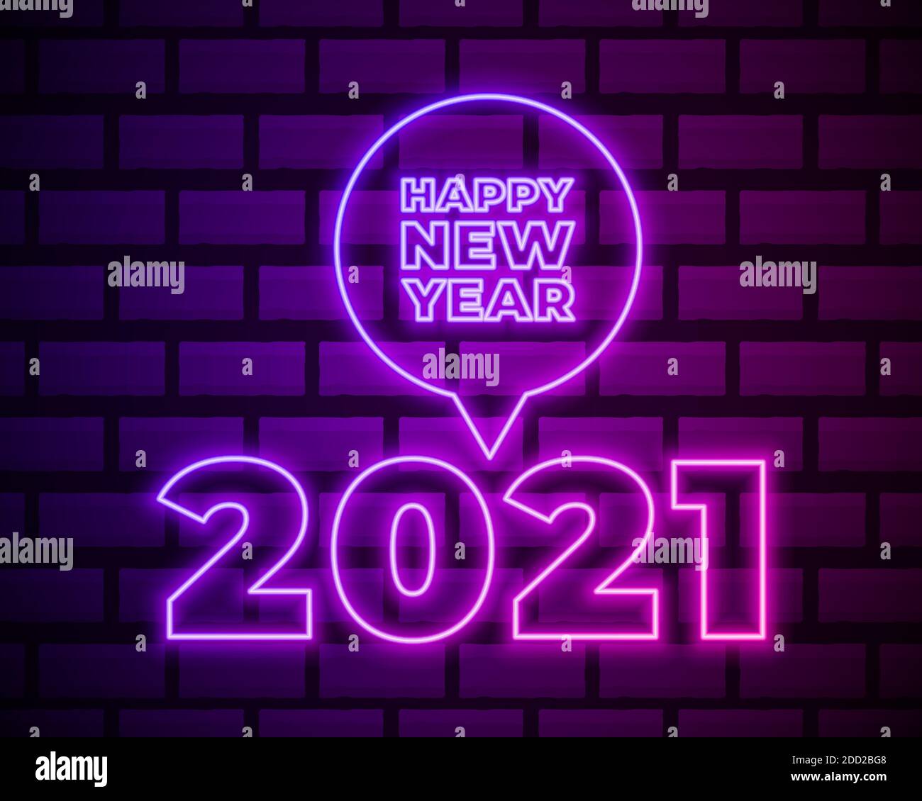 2021 Neon Text. 2021 New Year Design template. Light Banner. Vector ...