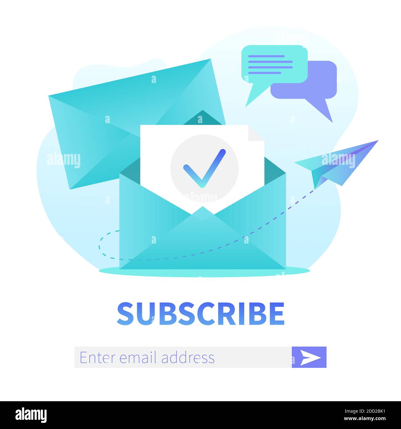 Subscribe to our newsletter square web banner template. Opened envelope ...