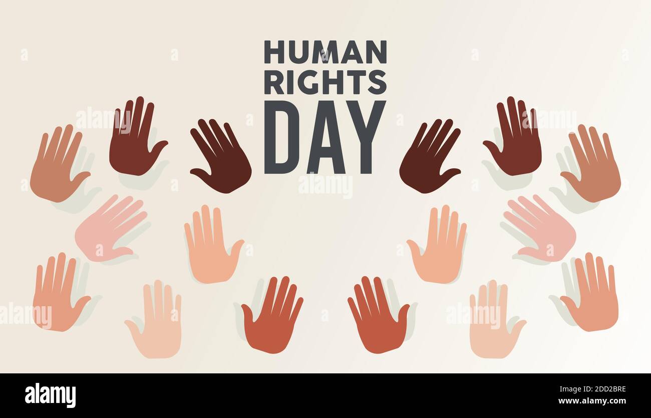 human rights day poster with interracial hands palms vector ...
