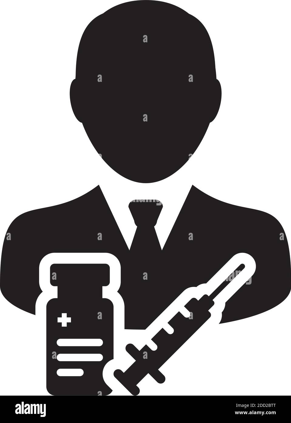 Pharmaceutical icon vector with vaccine syringe male user person ...