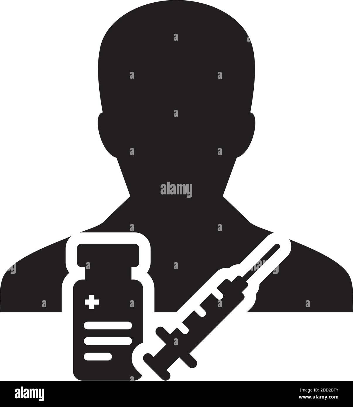 Pharmacist icon vector with vaccine syringe male user person profile ...