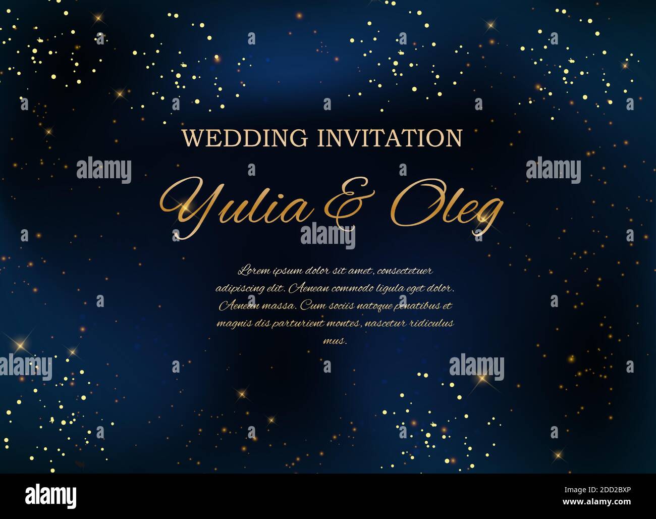 Wedding Invitation with Night Sky and Stars Background. Vector ...