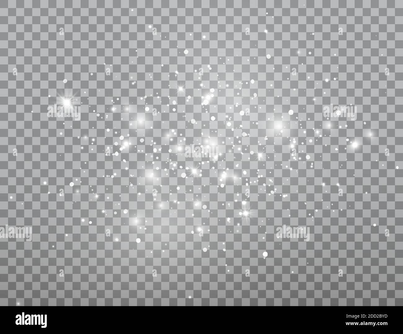 Glowing light effect. Shining snow composition. Bright white sparkles ...