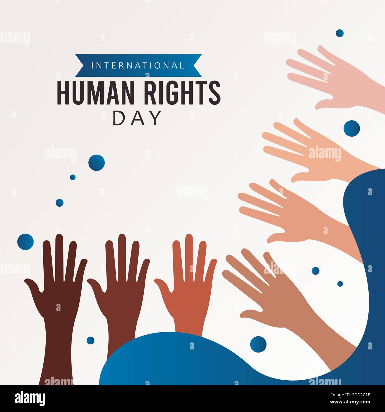 human rights day poster with interracial hands up vector illustration ...