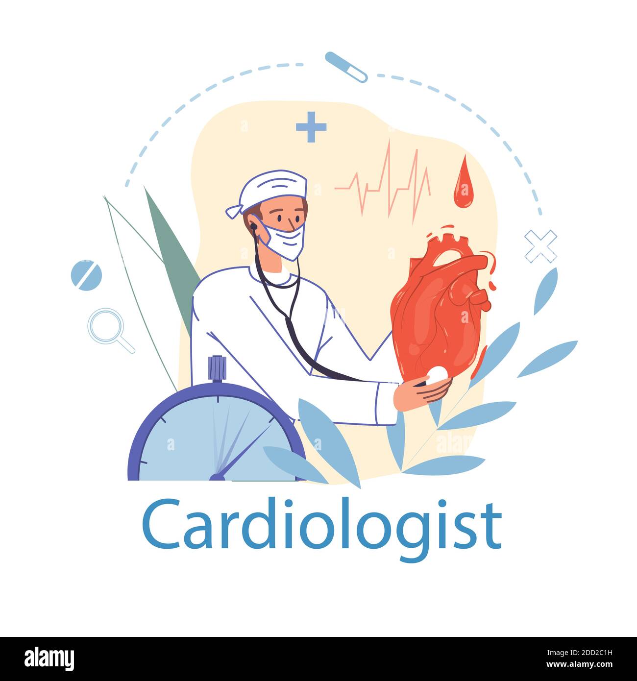Flat cartoon doctor character vector illustration concept Stock Vector ...