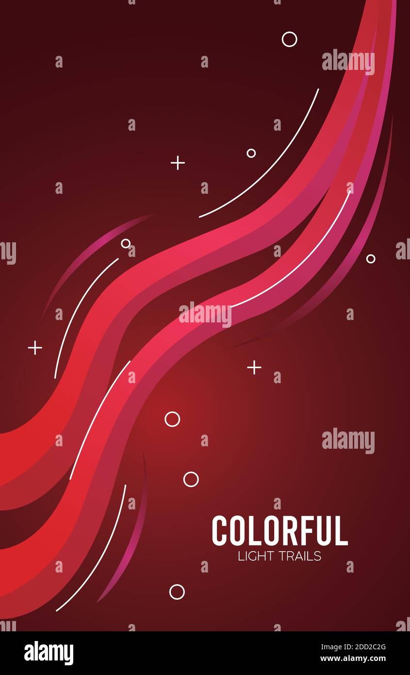 colorful light trail in red background vector illustration design Stock ...