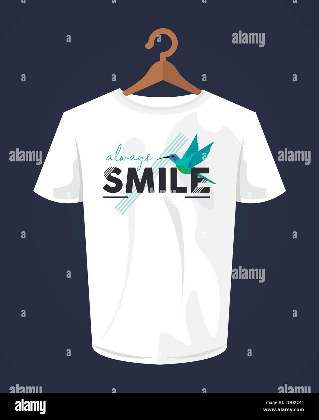 smile word shirt print wear with bird in clothespin vector illustration ...