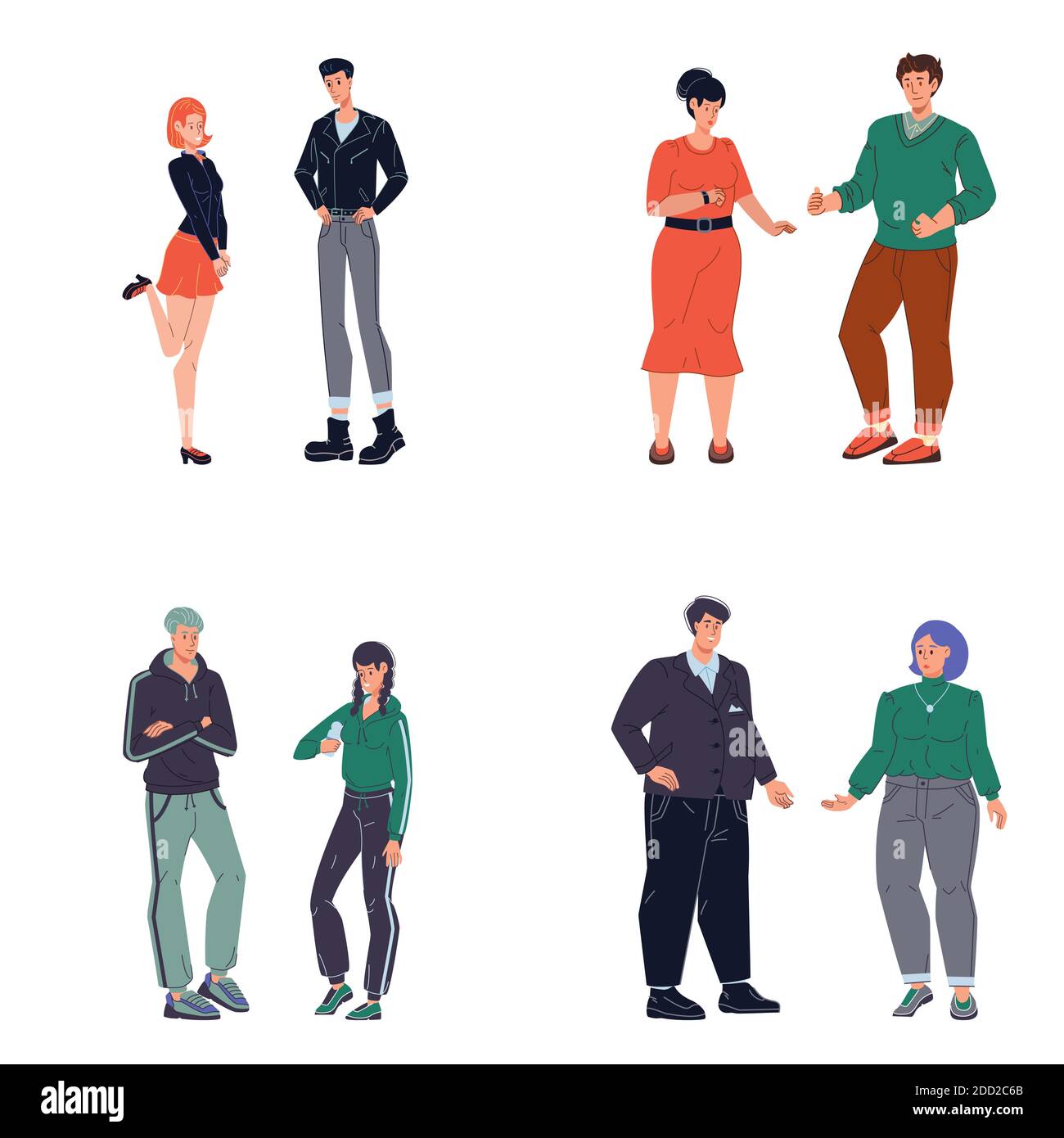 Flat cartoon characters set vector illustration concept Stock Vector ...