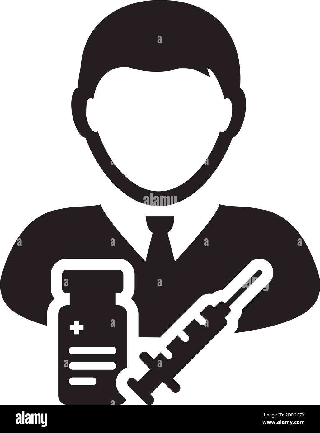 Pharma industry icon vector with vaccine syringe male user person ...