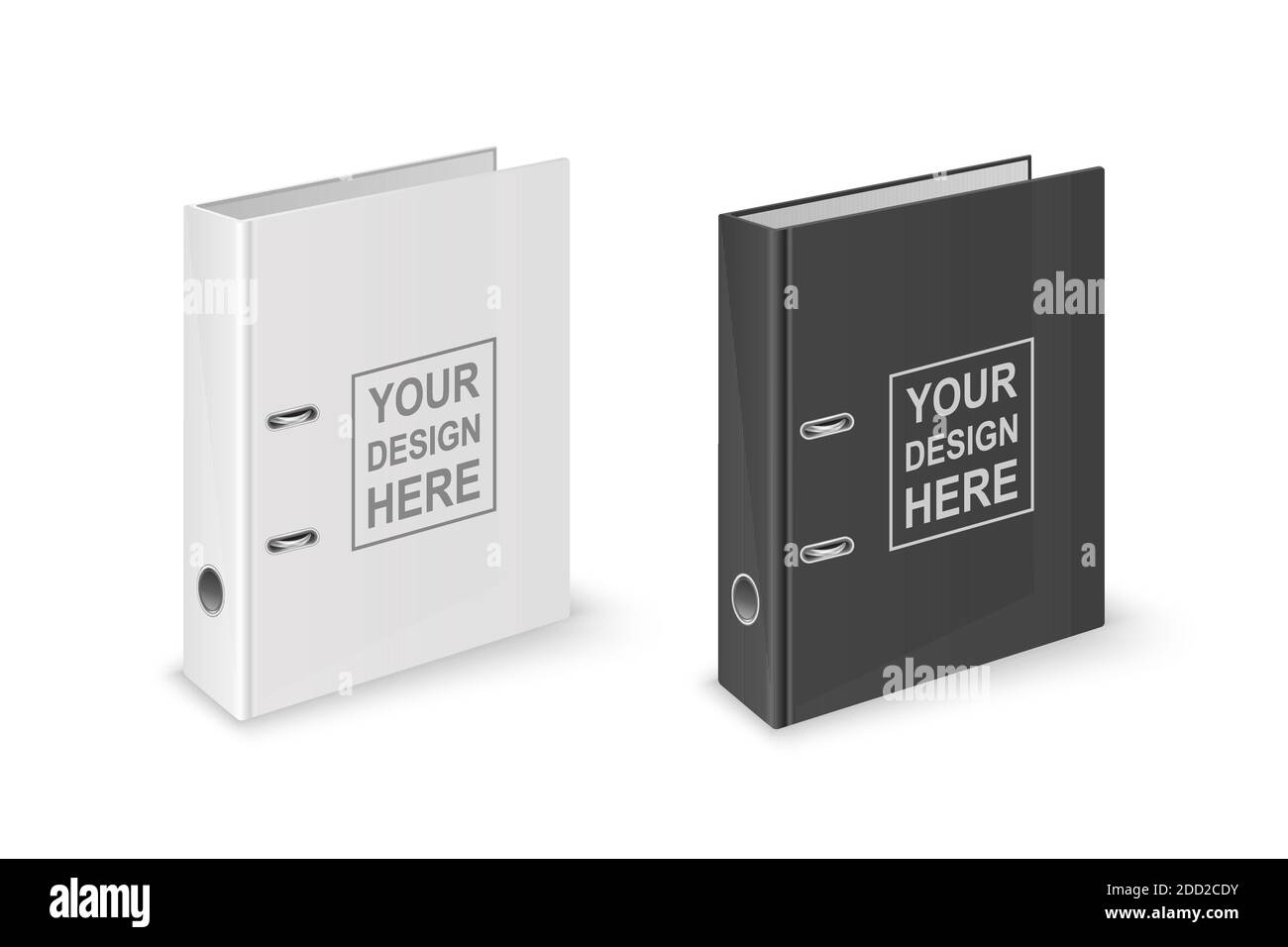 Vector 3d Closed Realistic Black and White Office Binder File with ...