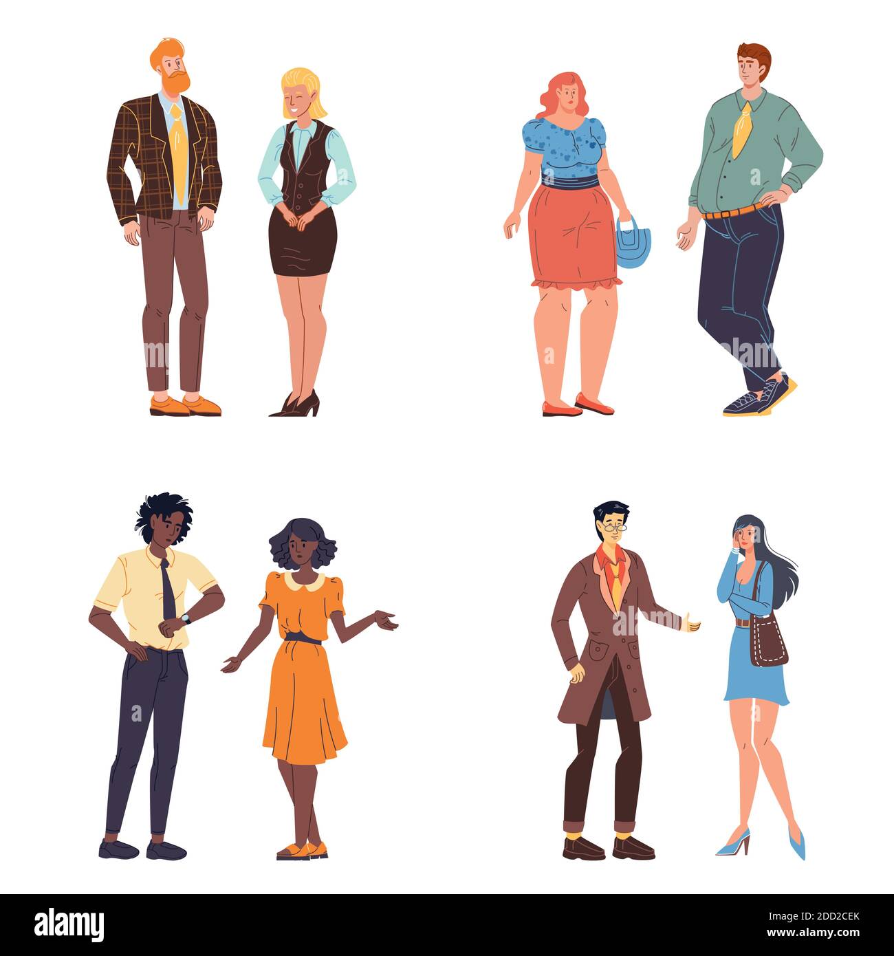 Flat cartoon characters set vector illustration concept Stock Vector ...