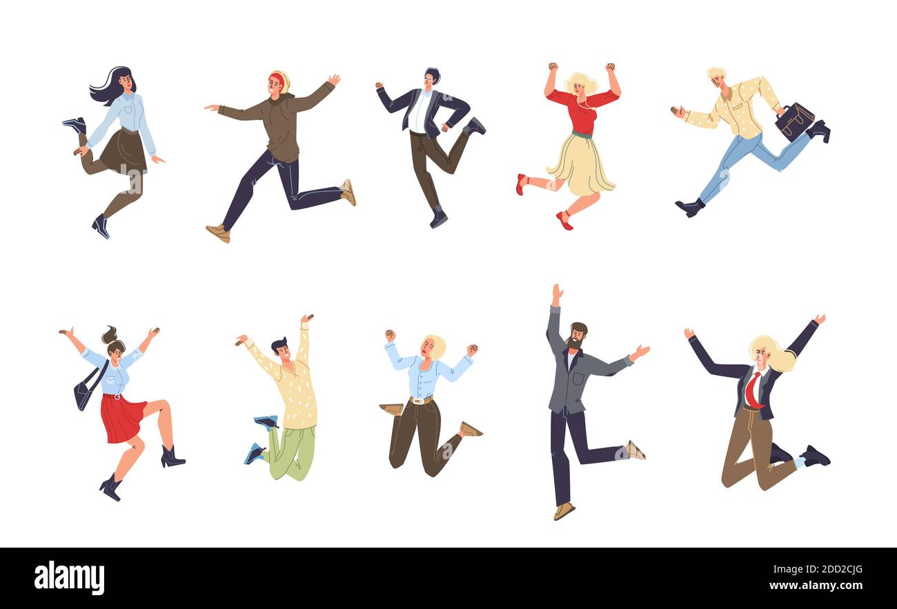 Flat cartoon characters set vector illustration concept Stock Vector ...