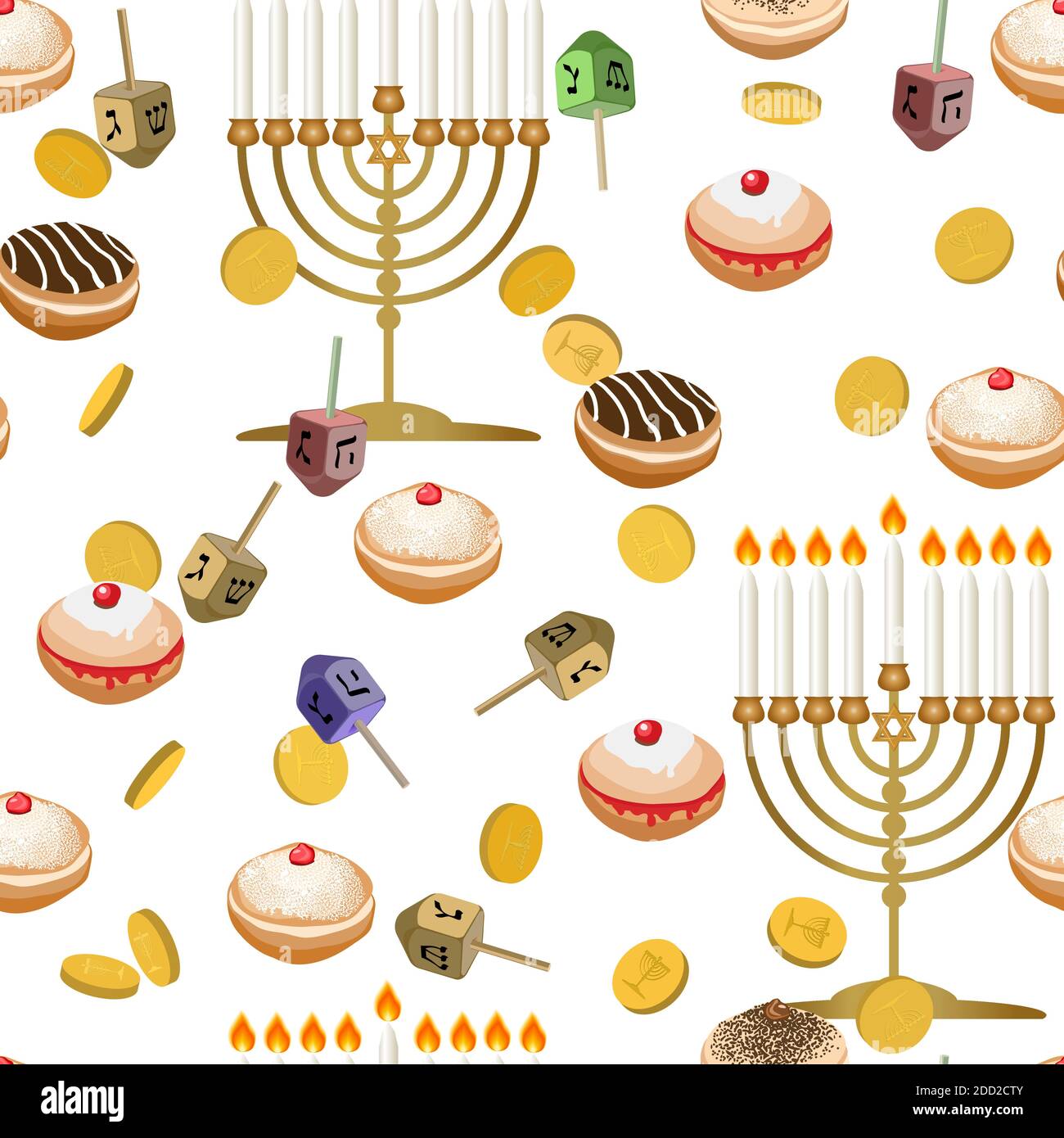 Seamless background traditional symbols Hanukkah Stock Vector Image ...