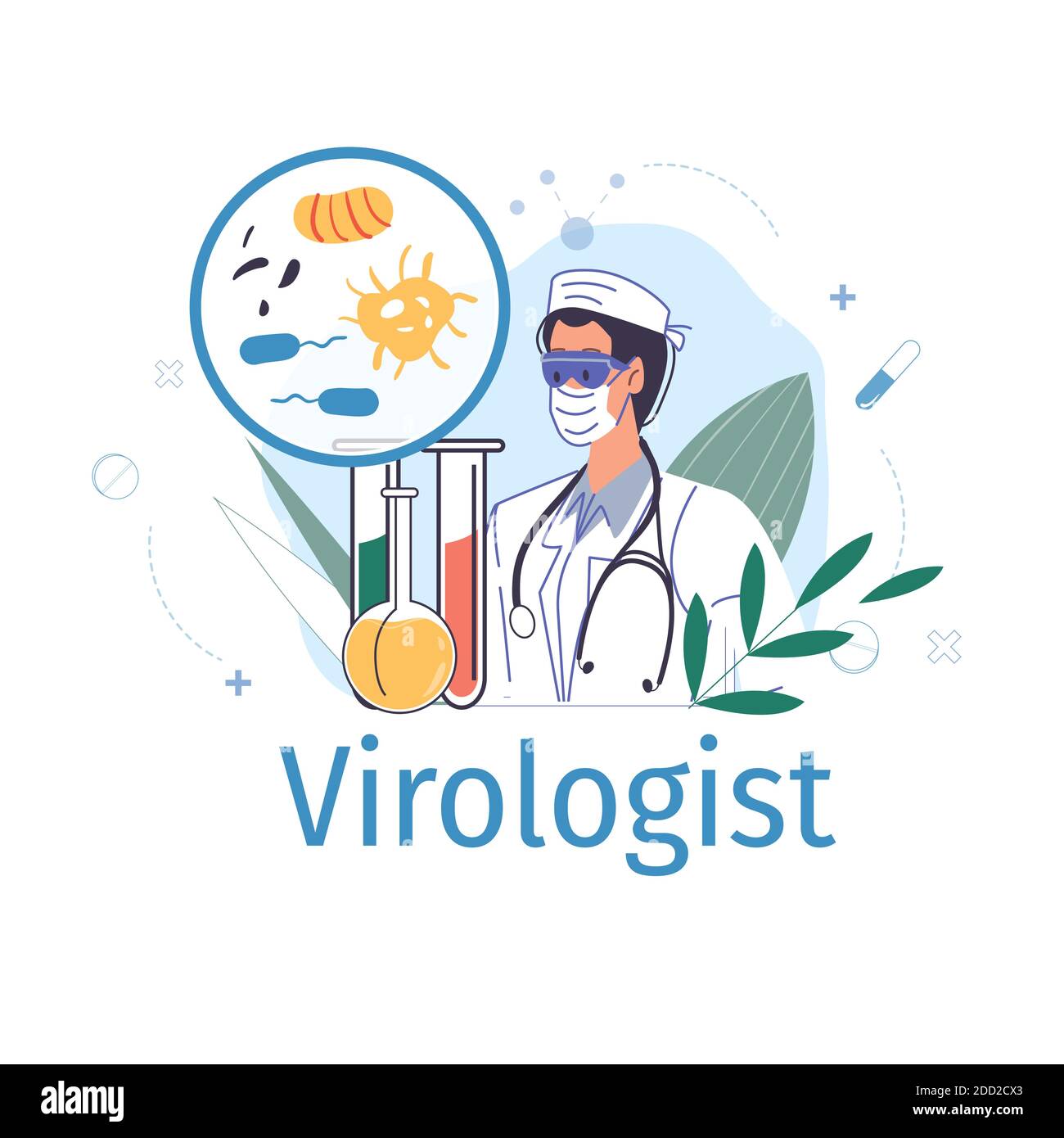 Flat cartoon doctor character vector illustration concept Stock Vector ...