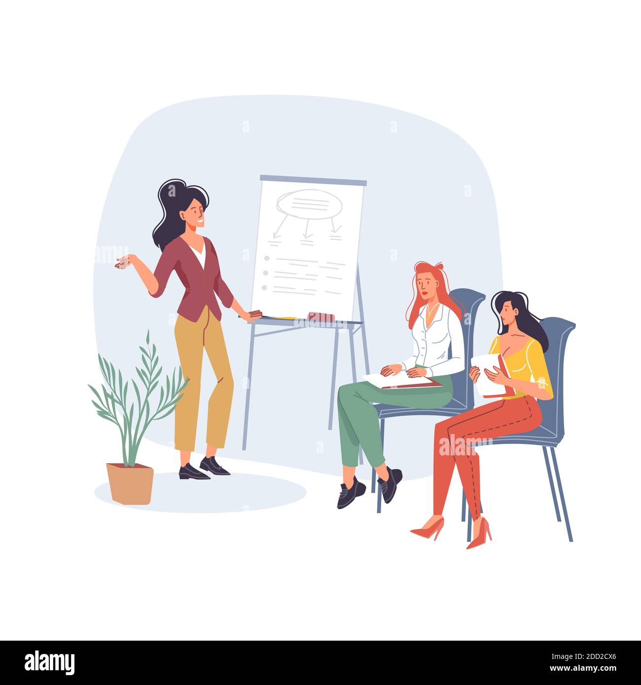 Online and offline training people flat vector illustration concept ...