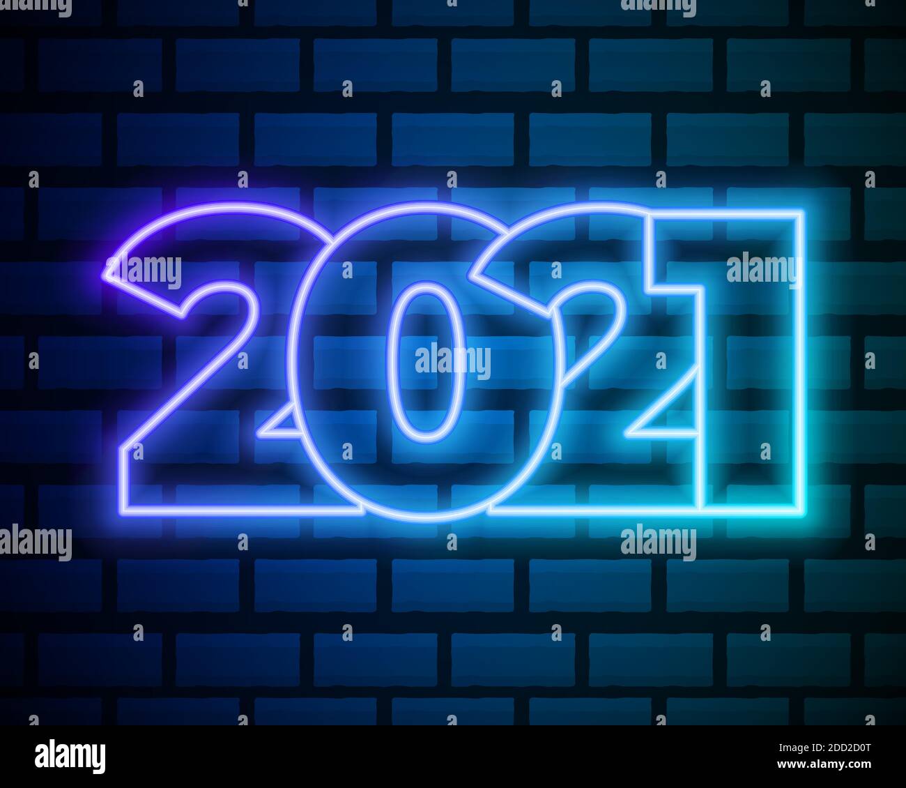 2021 Neon Text. 2021 New Year Design template. Light Banner. Vector ...