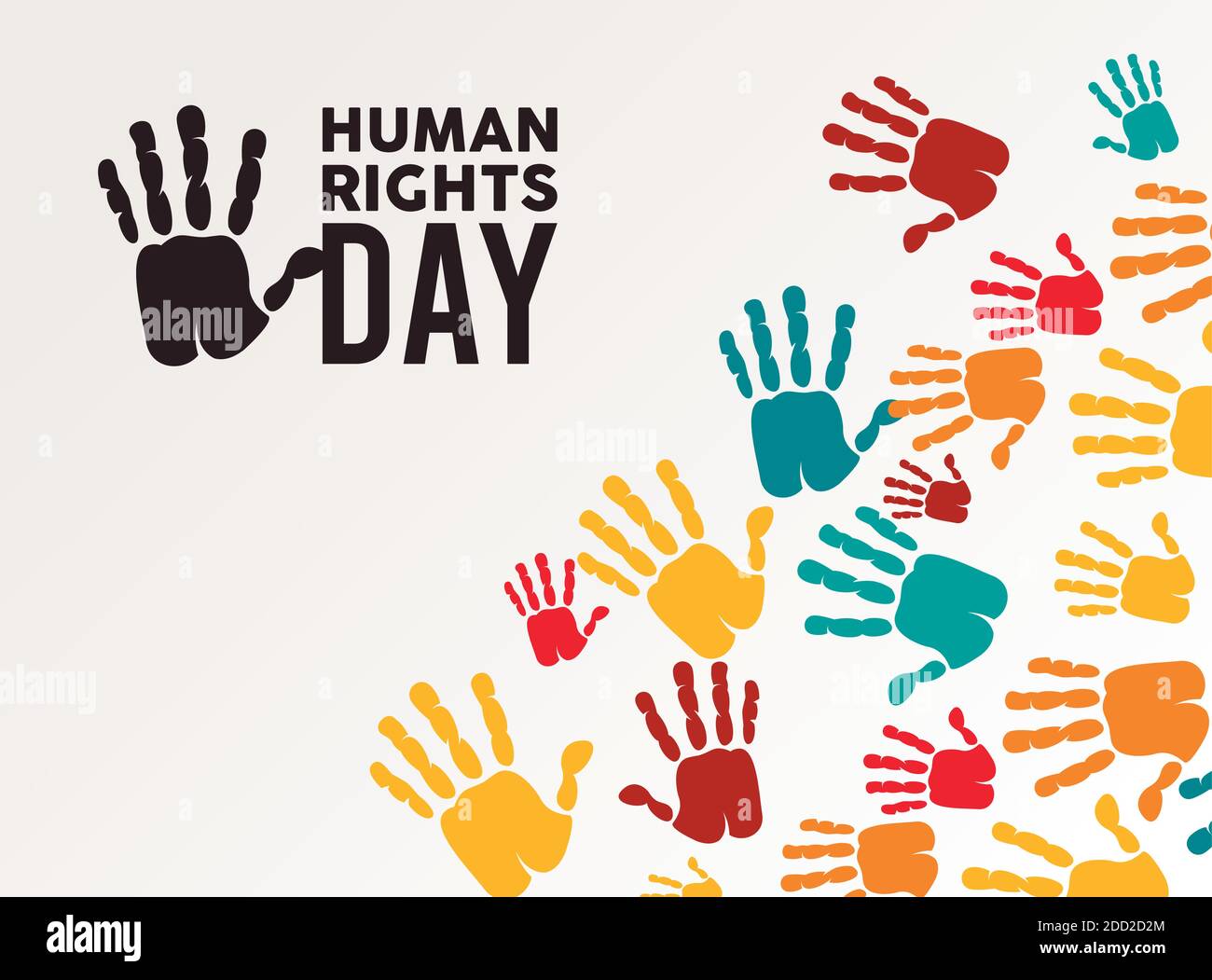 human rights day poster with hands colors print vector illustration ...