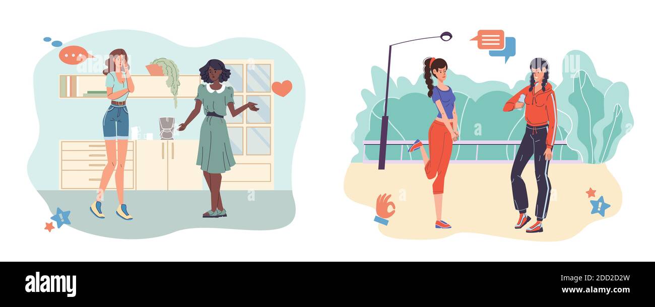 Flat cartoon characters set vector illustration concept Stock Vector ...