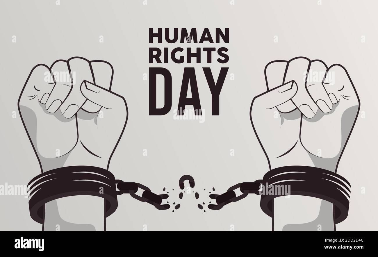 human rights day poster with hands breaking handcuffs vector ...