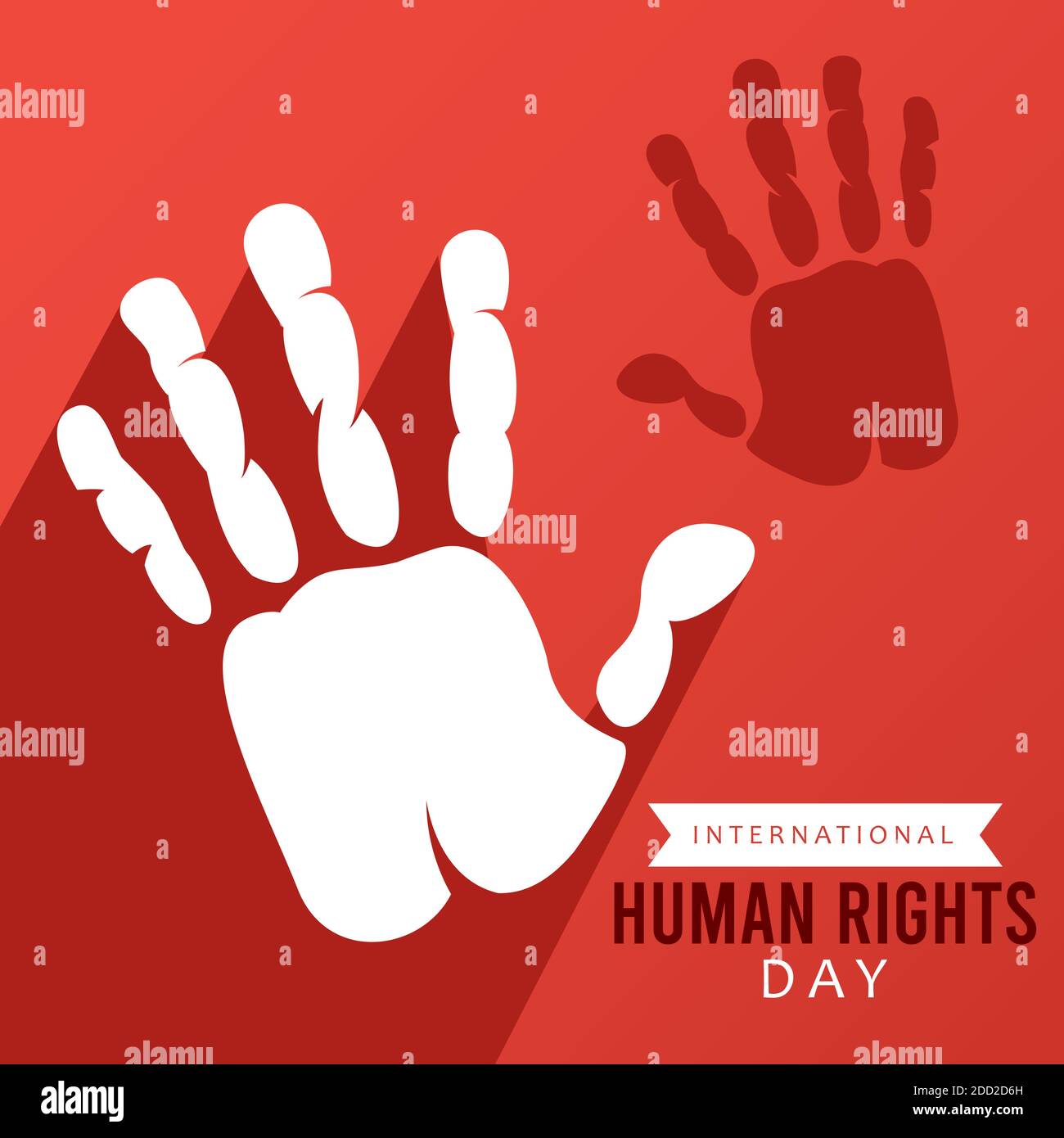 human rights day poster with hand print and shadow vector illustration ...